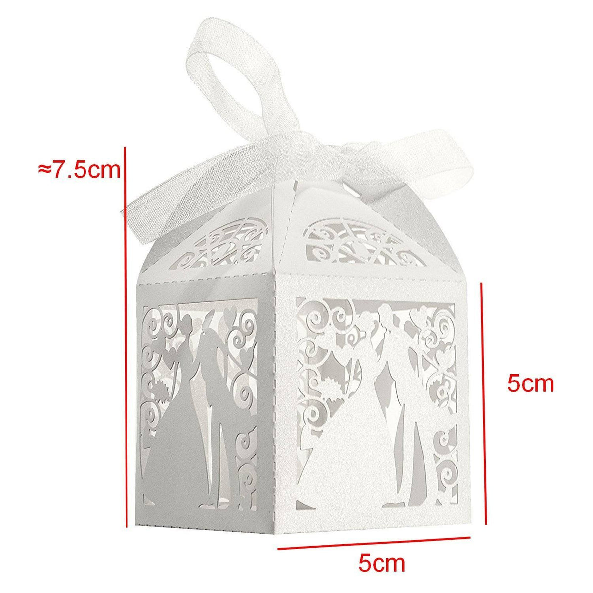 50x Pearly white paper gift boxes for wedding candies banquet birthday ...